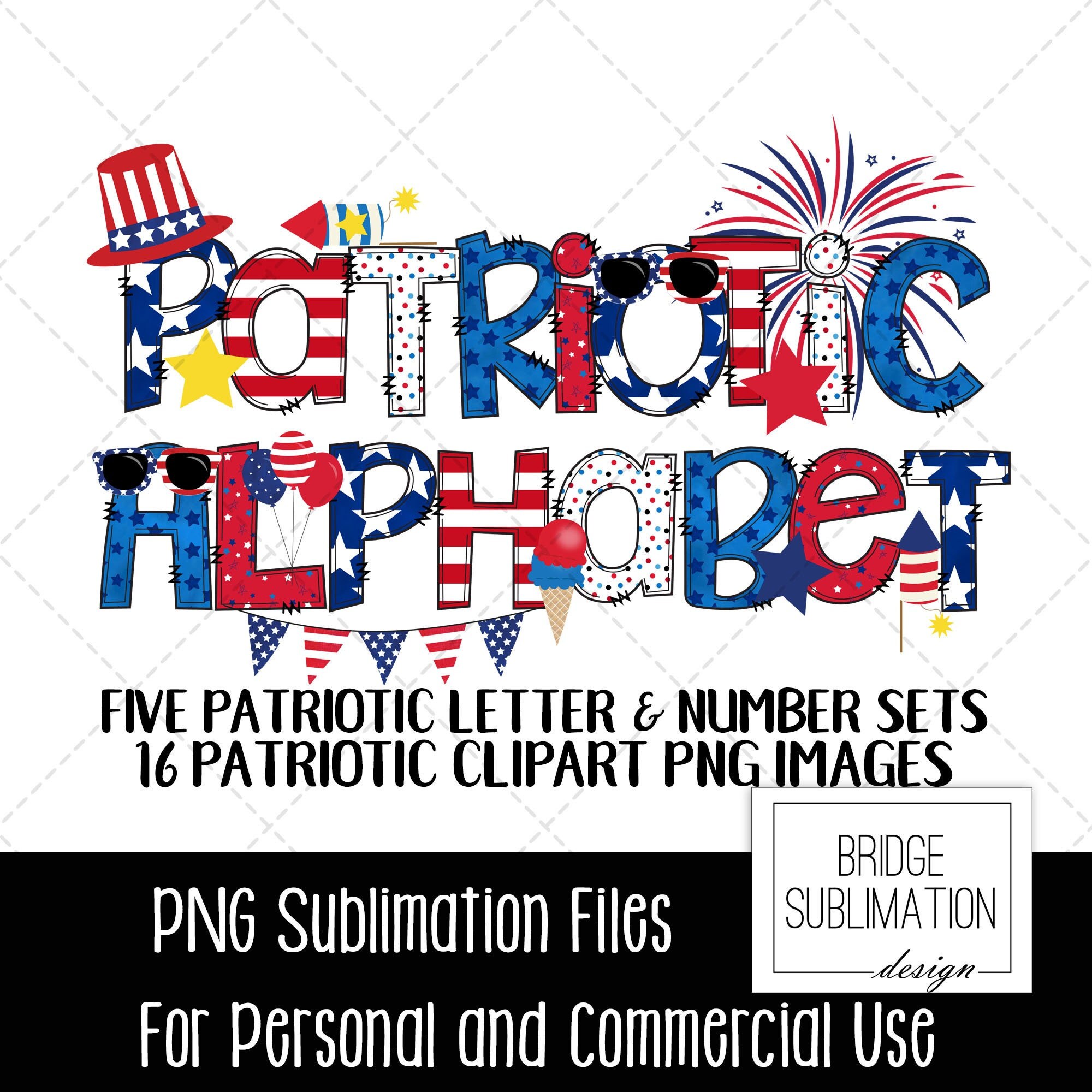 Patriotic Doodle Alphabet Bundle 4th of July PNG Letters - Etsy