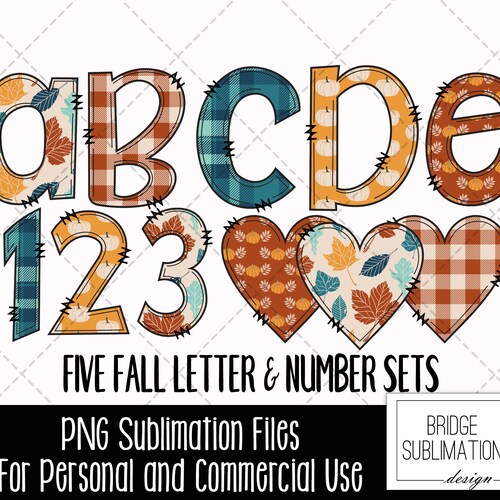 Fall Monogram Letters Autumn Leaves Sublimation PNG Elements - Etsy
