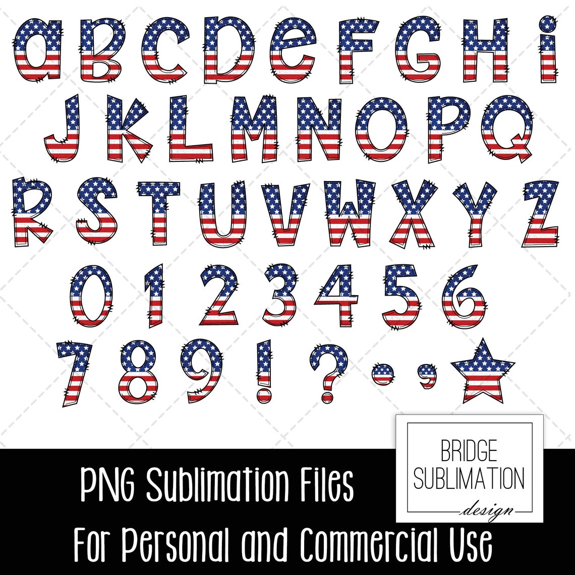 American Flag Letters & Numbers Patriotic Doodle Alphabet - Etsy