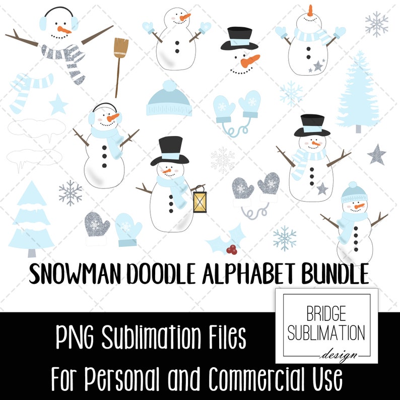 Snowman Alphabet PNG Snowman PNG Letters Numbers & - Etsy