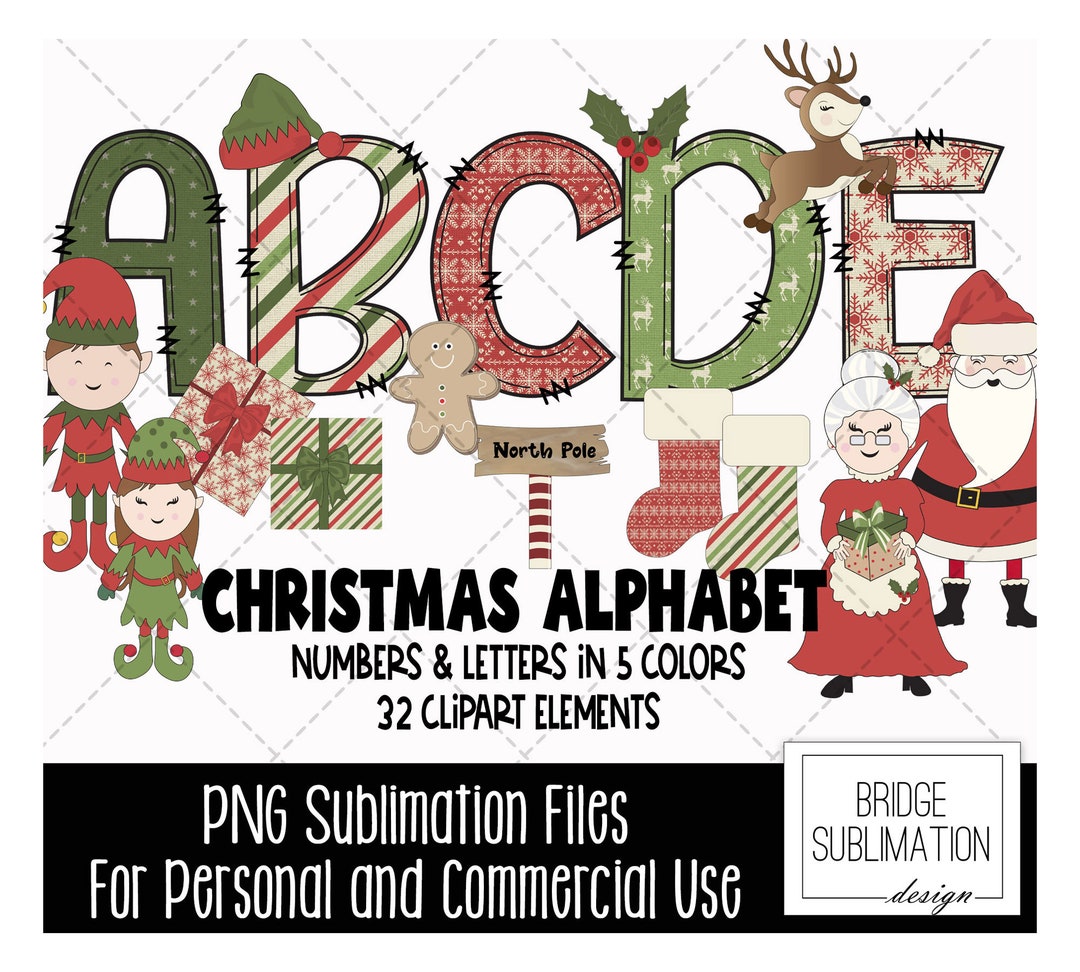 Christmas Alphabet PNG, Christmas PNG Letters, Numbers & Accessories ...