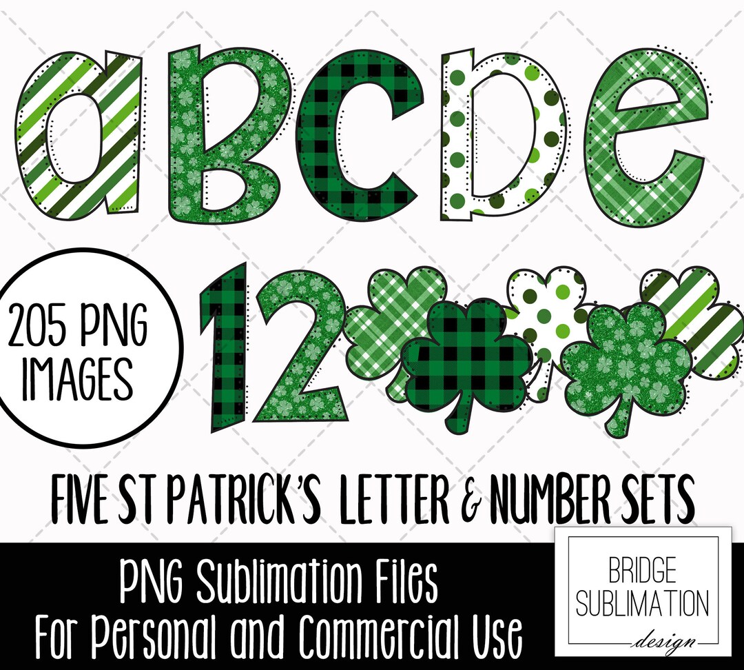 St Patrick's Day Doodle Letters Bundle, St Patrick's Letters & Numbers ...