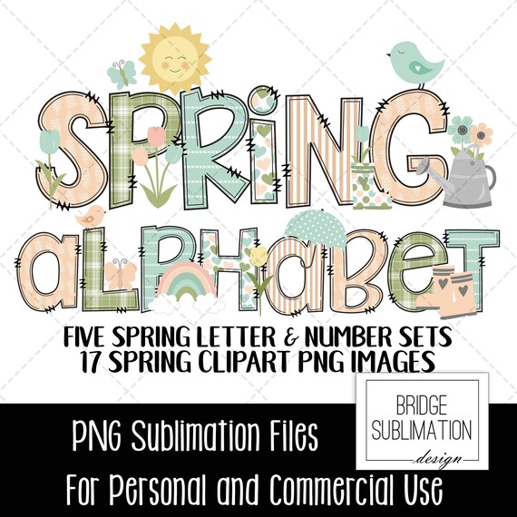 Spring Doodle Alphabet Bundle Spring PNG Letters Numbers & - Etsy
