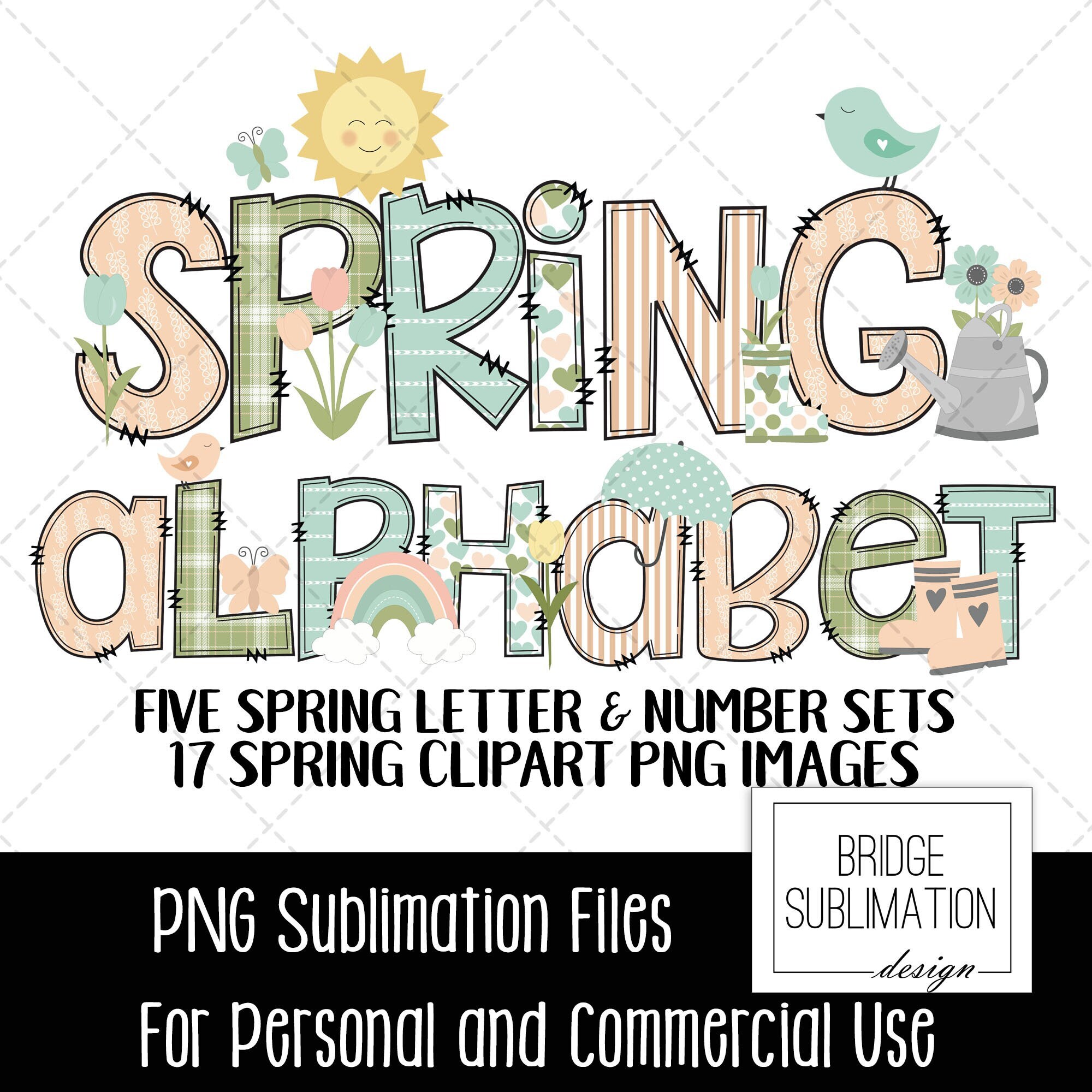 Spring Doodle Alphabet Bundle Spring PNG Letters Numbers & - Etsy