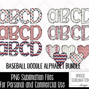 Baseball Doodle Alphabet Bundle, Baseball PNG Letters, Numbers ...