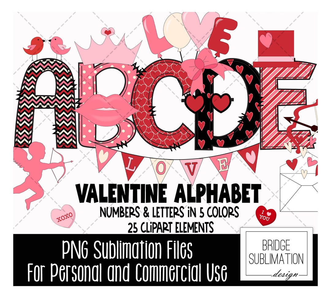 Valentine's Day Alphabet PNG, Love Heart PNG Letters, Numbers ...