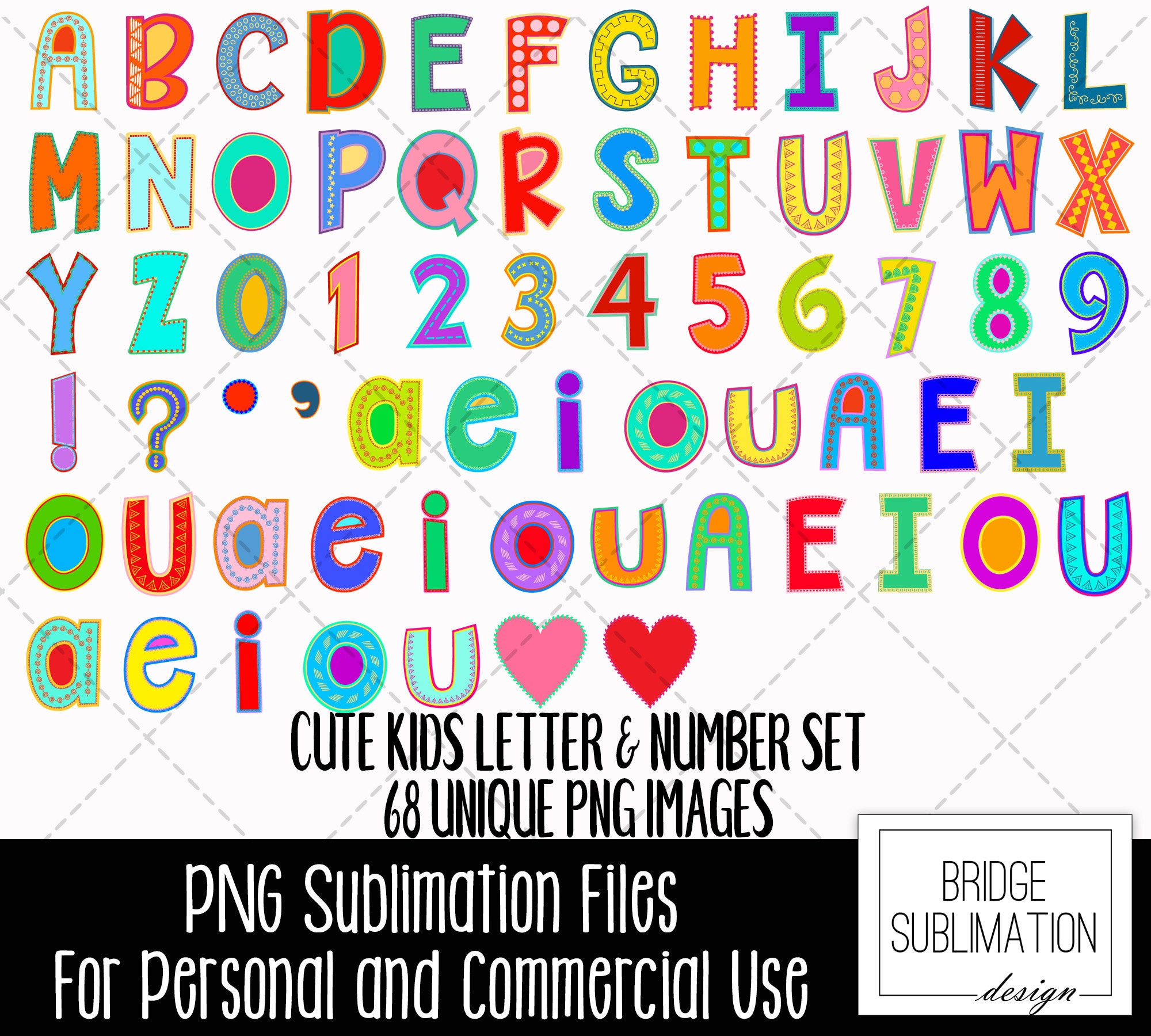 Cute Kids Doodle Letters Doodle Letters & Numbers Bright - Etsy