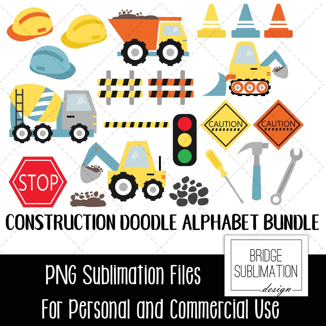 Construction Doodle Alphabet Bundle Construction PNG Letters - Etsy
