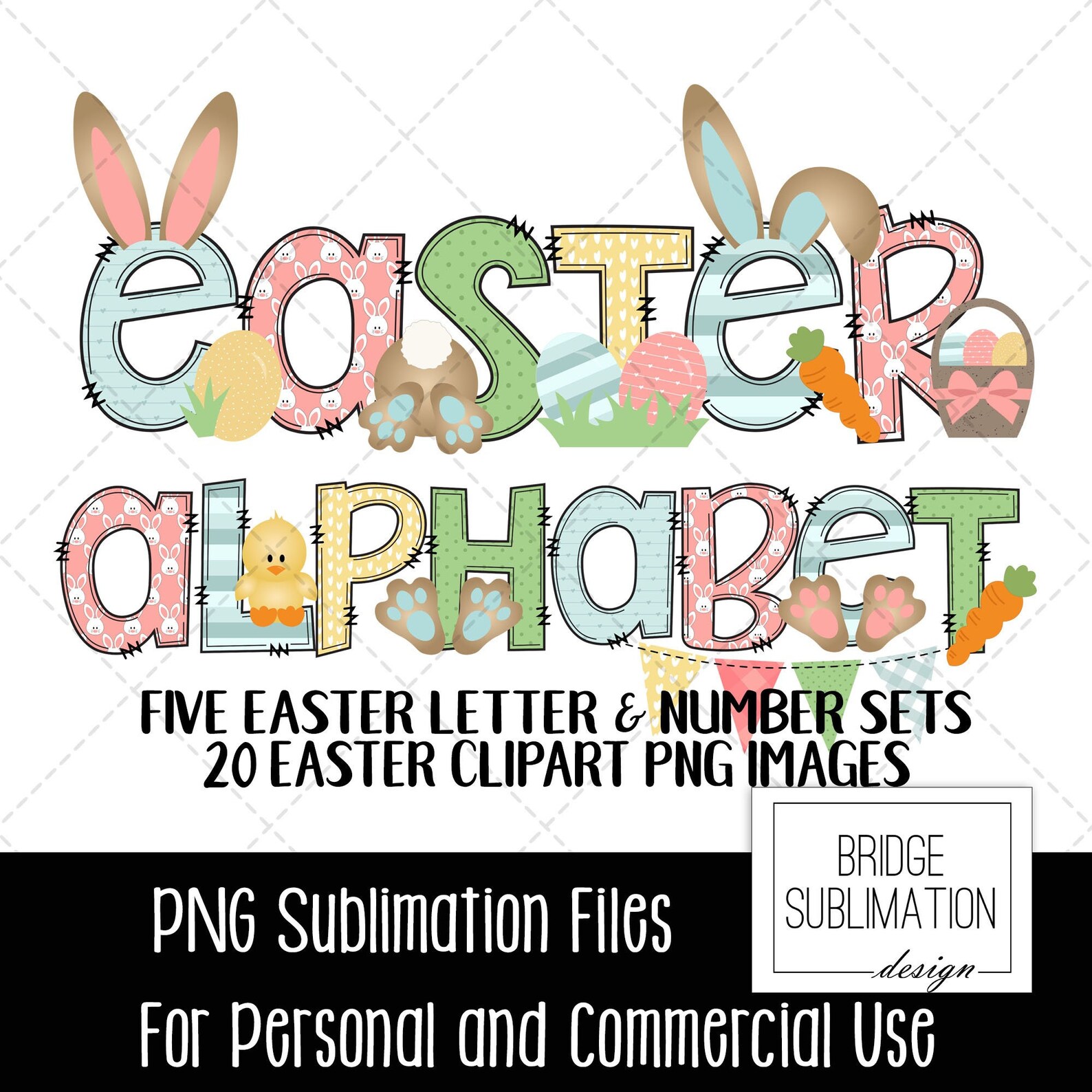 Easter Doodle Alphabet Bundle Easter PNG Letters Numbers & - Etsy