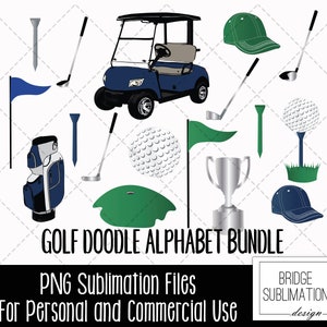 Golf Doodle Alphabet Bundle, Golf PNG Letters, Numbers & Accessories ...