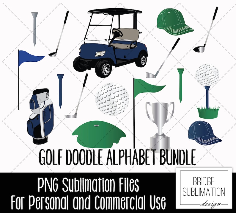 Golf Doodle Alphabet Bundle Golf PNG Letters Numbers & - Etsy