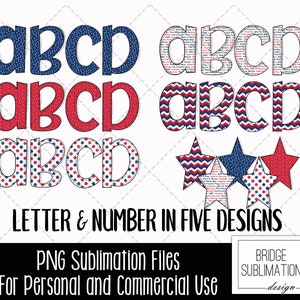 Patriotic Doodle Letters Bundle, 4th of July Alphabet PNG, 4th of July ...