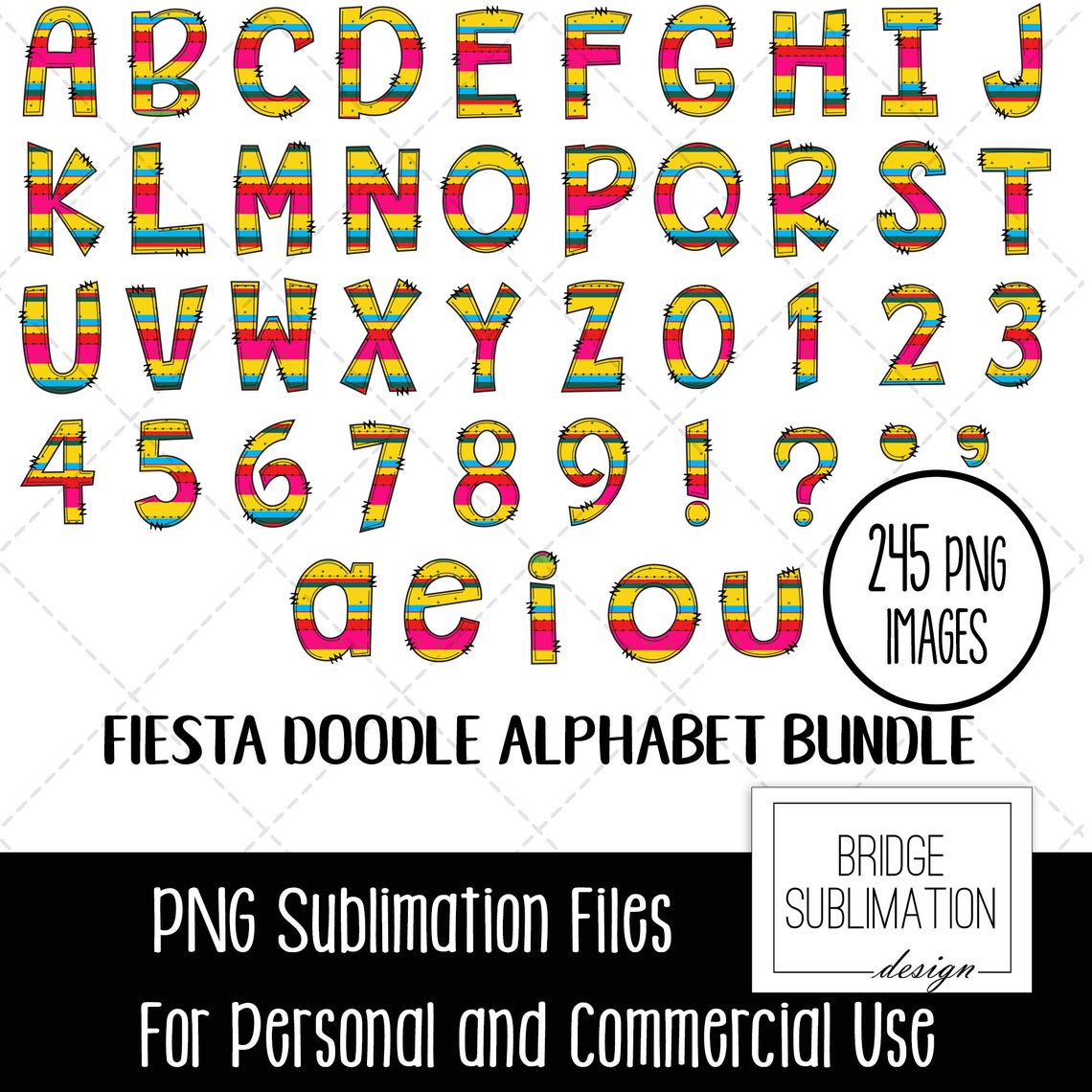 Fiesta Doodle Alphabet Bundle Fiesta PNG Letters Numbers & - Etsy