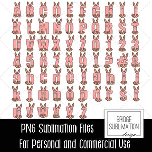 Easter Doodle Alphabet PNG Bundle, Easter Uppercase & Lowercase Letters ...