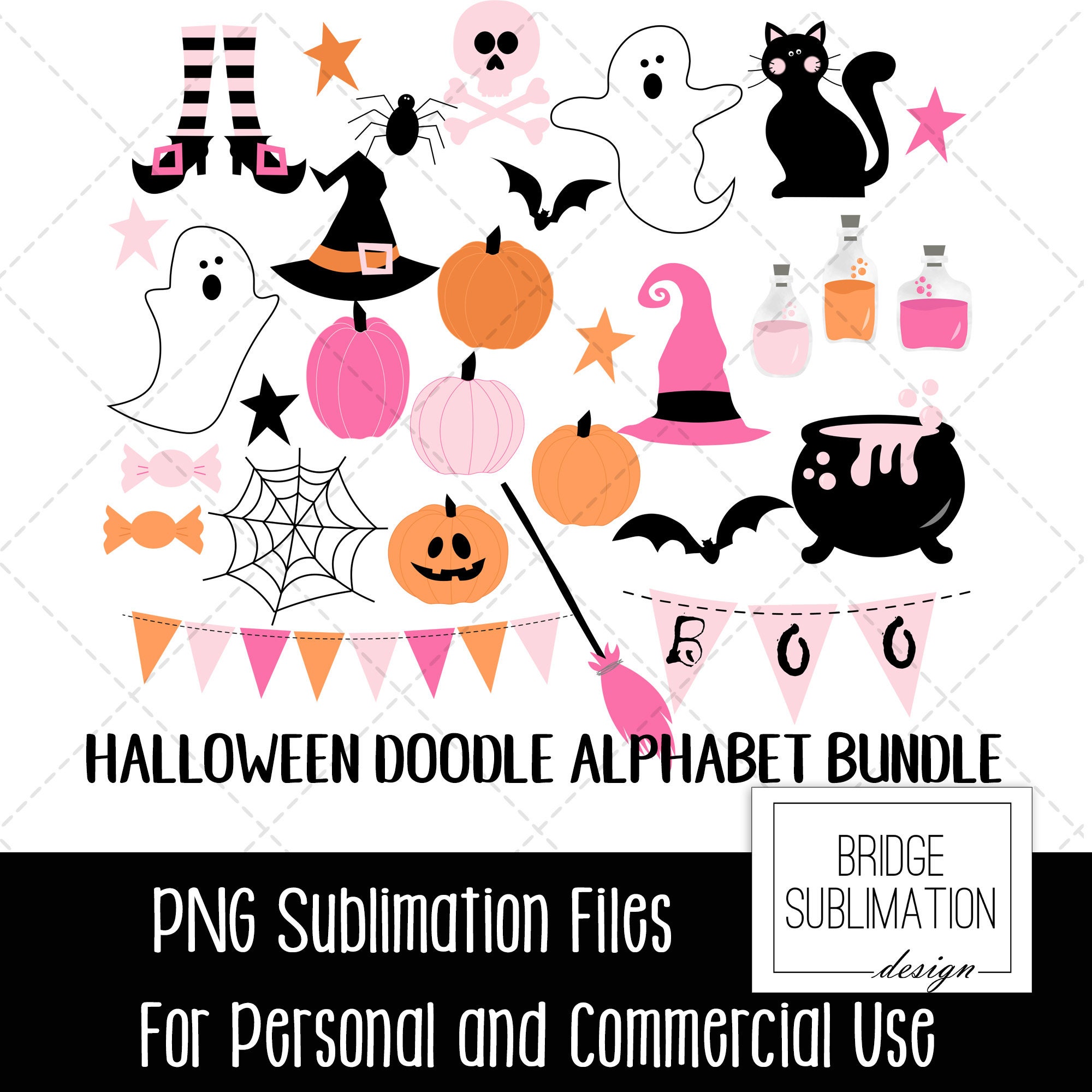 Halloween Doodle Alphabet Bundle Halloween PNG Letters - Etsy