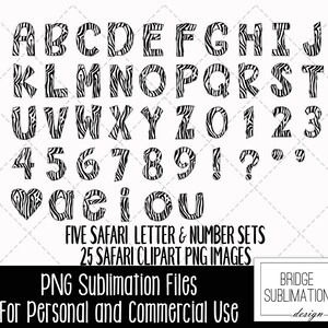 Safari Zoo Doodle Alphabet Bundle, Safari Zoo PNG Letters, Numbers ...