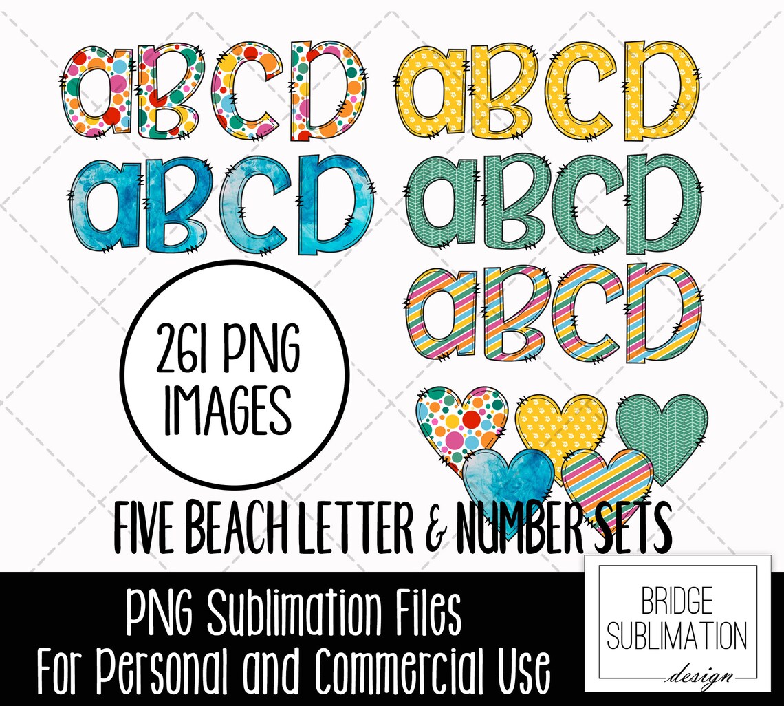 Beach Doodle Alphabet Bundle Summer PNG Letters Numbers & - Etsy