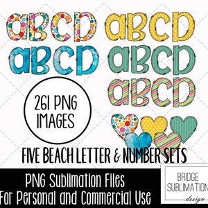 Beach Doodle Alphabet Bundle, Summer PNG Letters, Numbers & Accessories ...