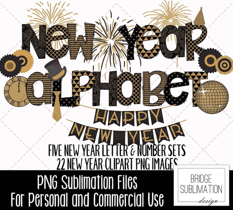 New Year's Alphabet PNG New Years PNG Letters Numbers & - Etsy