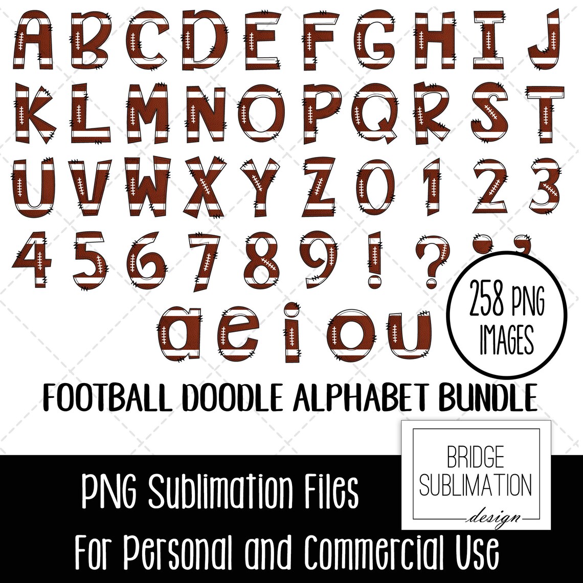 Football Doodle Alphabet Bundle Football PNG Letters Numbers - Etsy