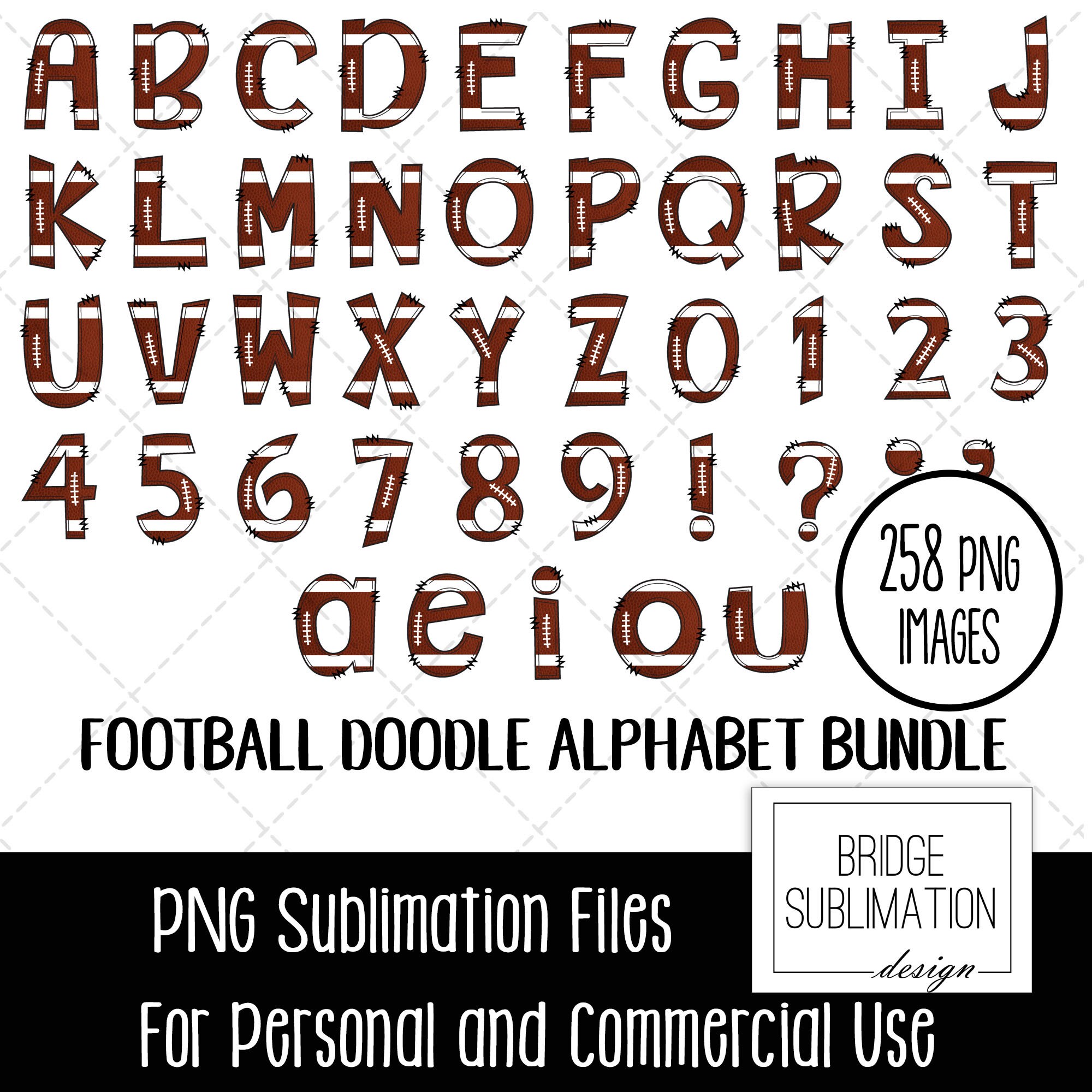 Football Doodle Alphabet Bundle Football PNG Letters Numbers - Etsy