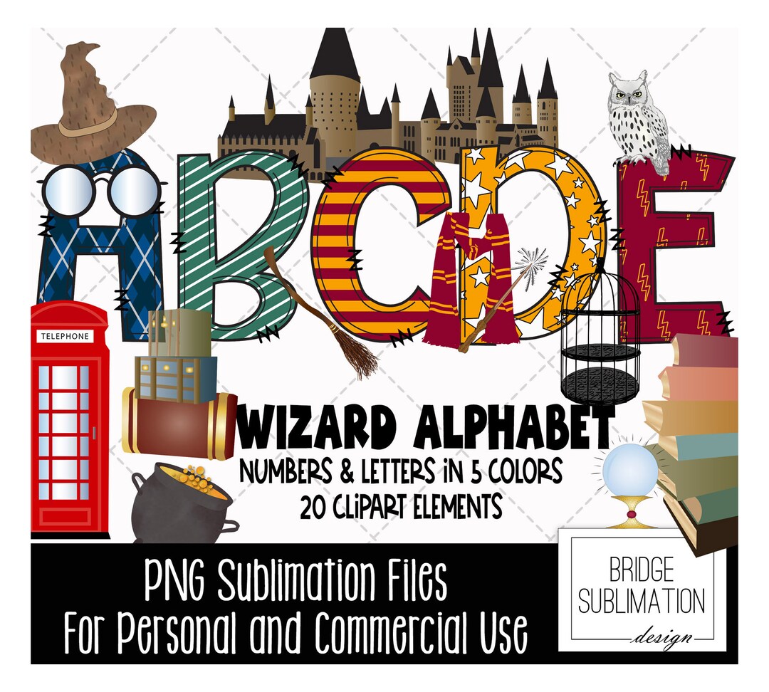 Wizard Magic Doodle Alphabet Bundle, Wizard PNG Letters, Numbers ...