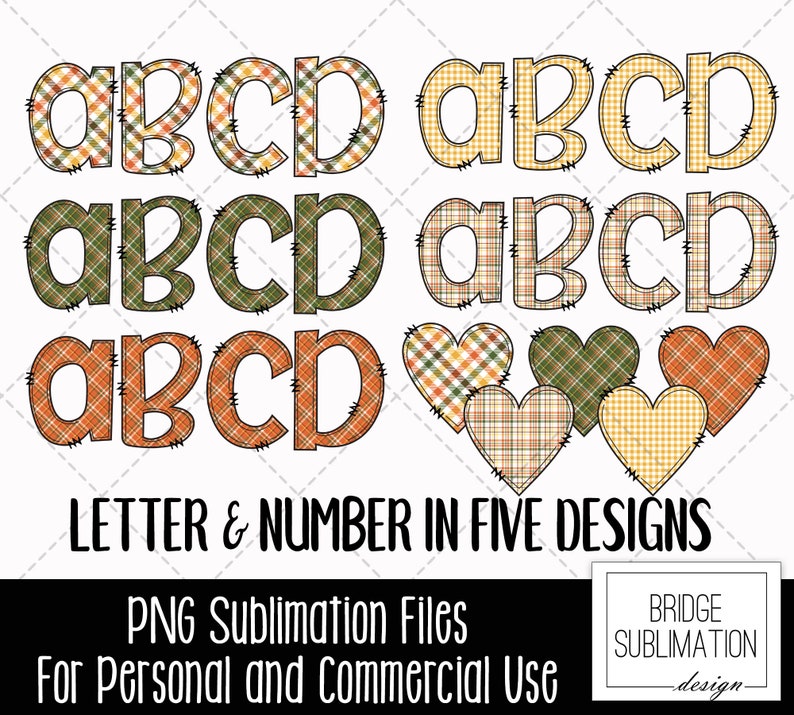 Fall Plaid Doodle Letters Bundle, Autumn Plaid Alphabet PNG, Fall ...