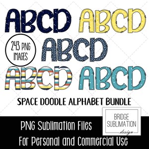 Space Doodle Alphabet Bundle, Space PNG Letters, Numbers & Accessories ...