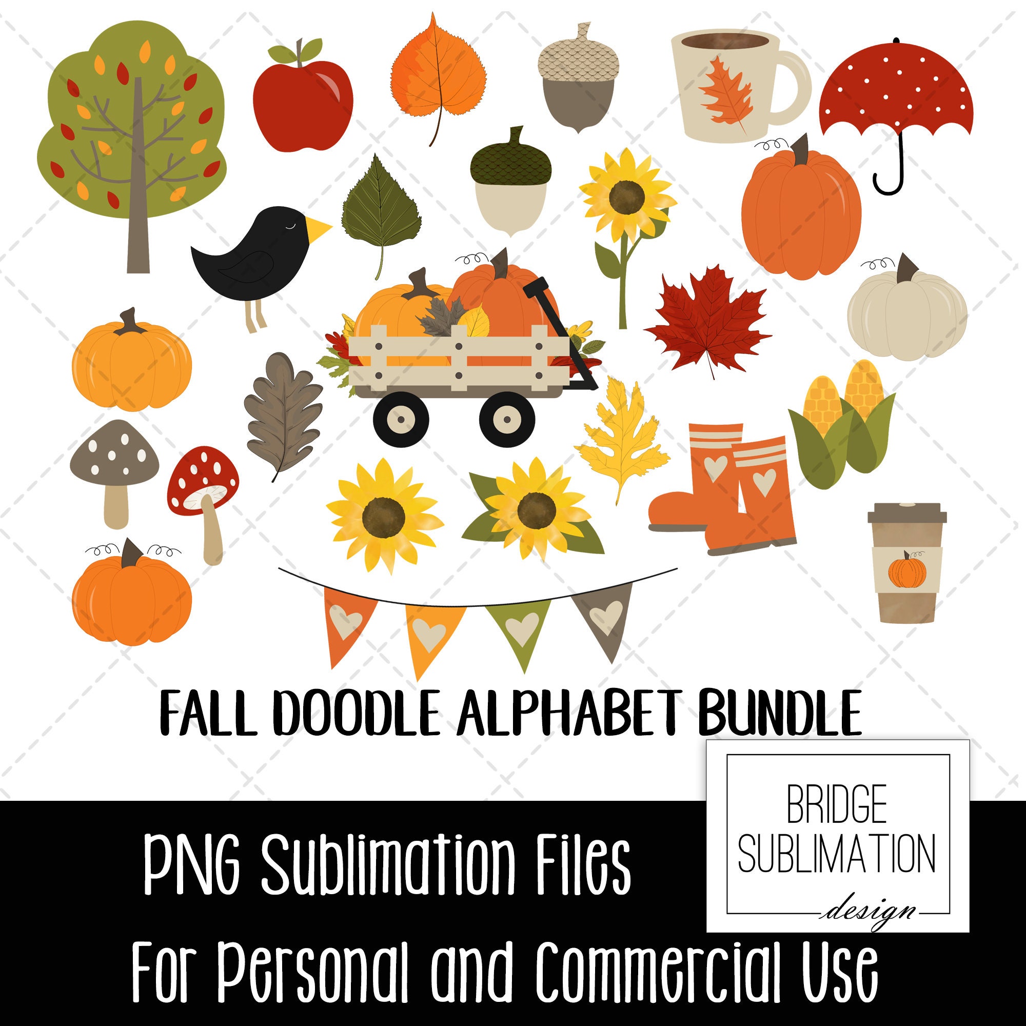 Fall Alphabet Bundle Autumn PNG Letters Numbers & - Etsy