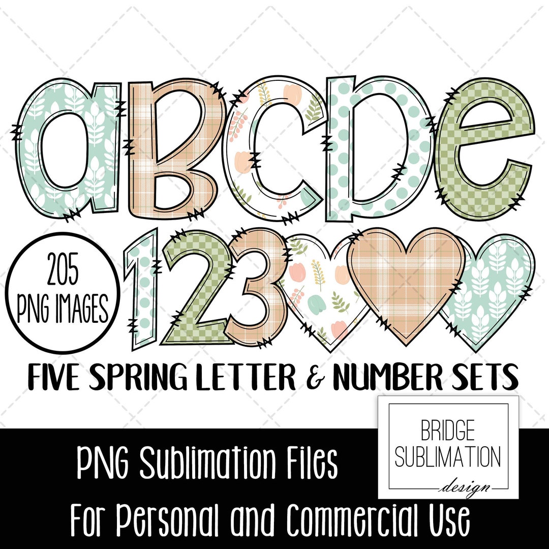 Spring Doodle Alphabet Bundle, Spring PNG Letters & Numbers Bundle ...