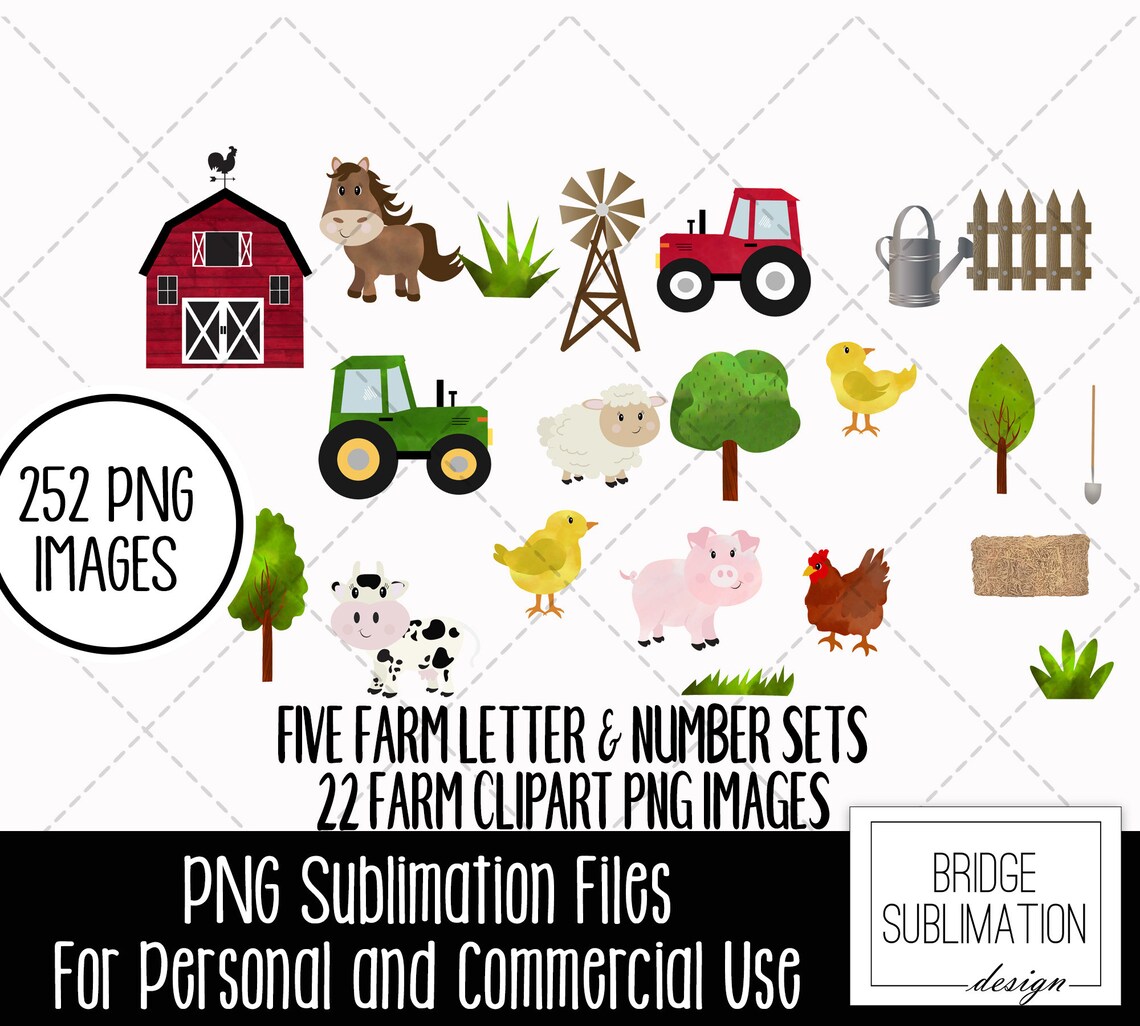Farm Doodle Alphabet Bundle Farm Animal PNG Letters Numbers - Etsy