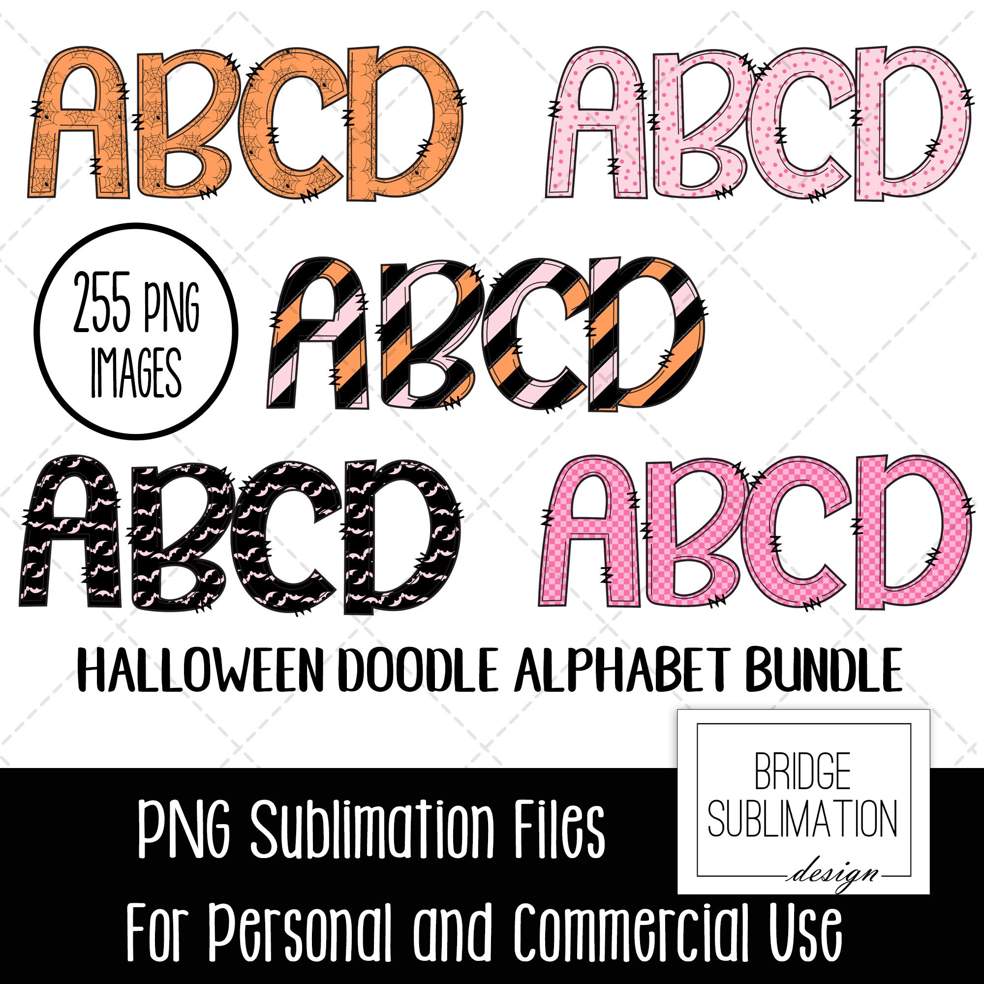 Halloween Doodle Alphabet Bundle, Halloween PNG Letters, Numbers ...