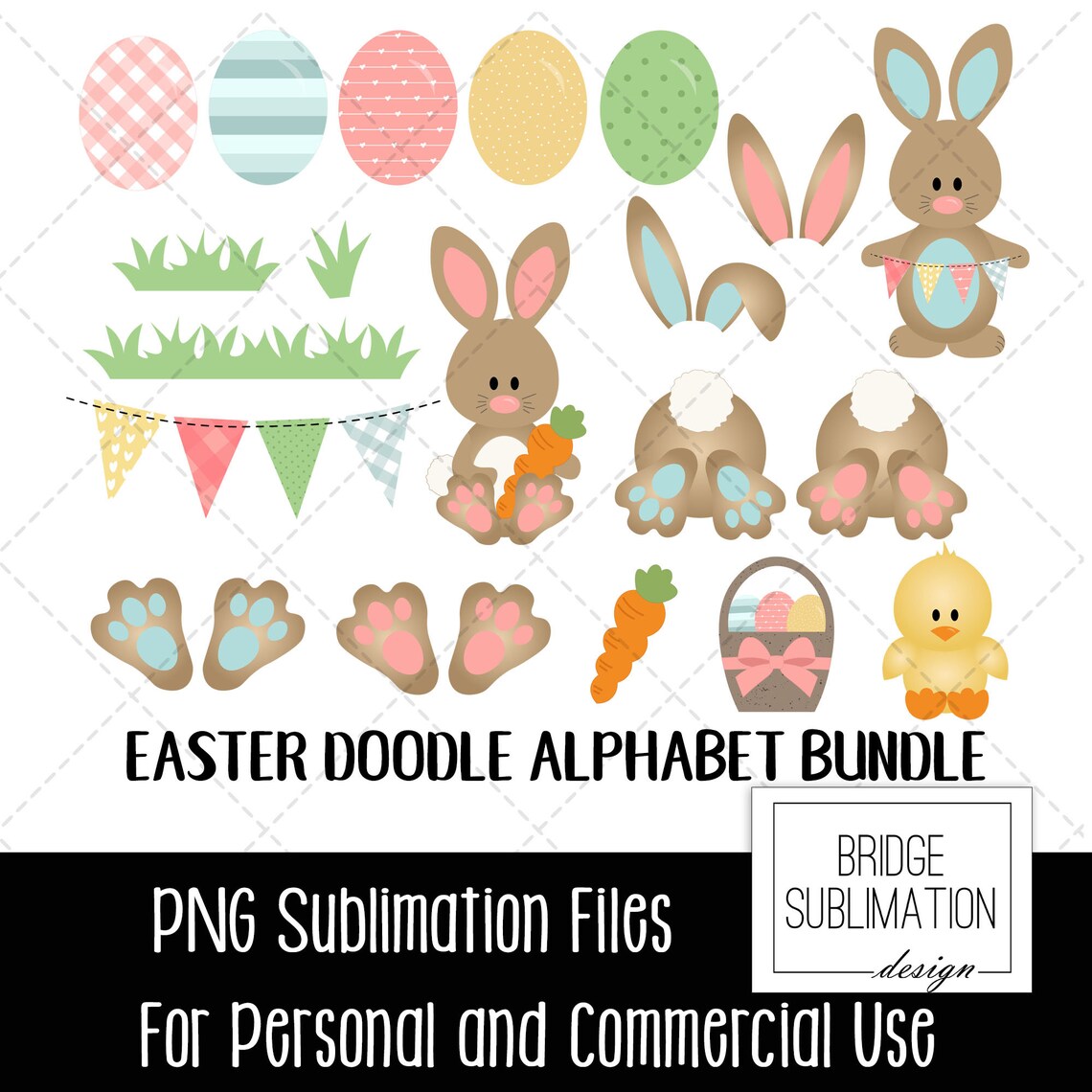 Easter Doodle Alphabet Bundle Easter PNG Letters Numbers & - Etsy