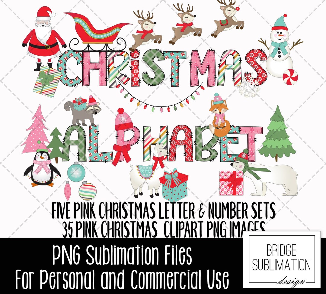 Christmas Alphabet PNG Christmas PNG Letters Numbers & - Etsy