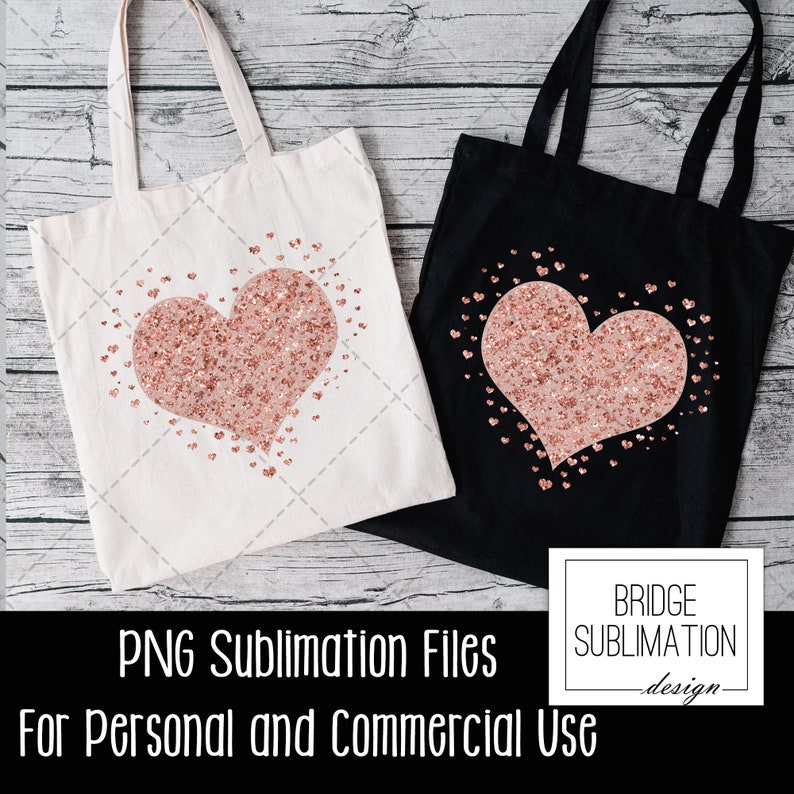 Valentine Rose Gold Heart PNG, Valentine Sublimation Design, Pink ...