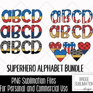 Superhero Doodle Alphabet Bundle, Superhero PNG Letters, Numbers ...
