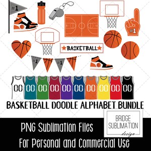 Basketball Doodle Alphabet Bundle, Basketball PNG Letters, Numbers ...