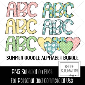 Summer Doodle Alphabet Bundle, Summer PNG Letters, Numbers ...