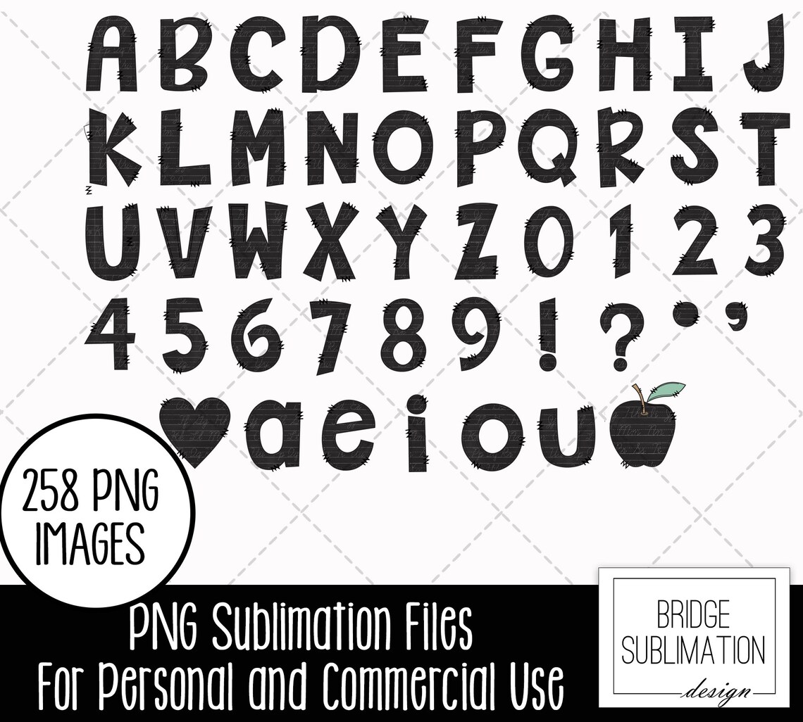 School Doodle Alphabet Bundle Teacher PNG Letters Numbers & - Etsy