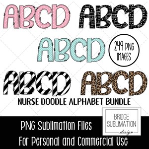 Nurse Doodle Alphabet Bundle, Nurse PNG Letters, Numbers & Accessories ...