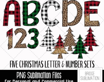 Christmas Sublimation Alphabet PNG Bundle Buffalo Plaid PNG - Etsy