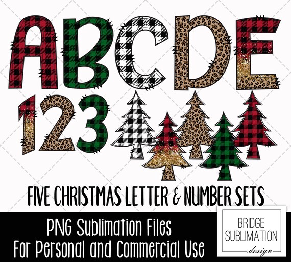 Christmas Buffalo Plaid Doodle Letters Bundle Christmas - Etsy