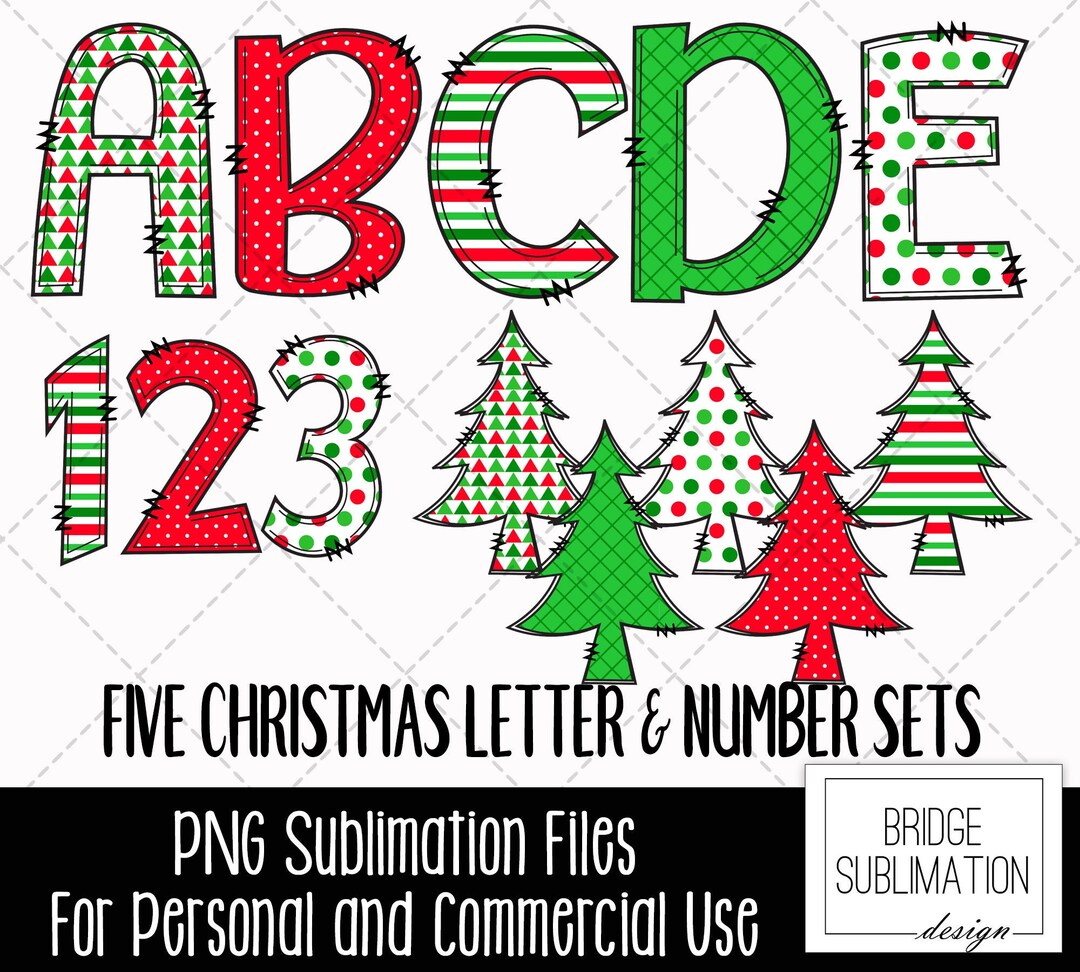 Christmas Doodle Letters Bundle, Christmas Alphabet PNG, Holiday ...