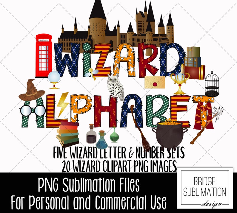 Wizard Magic Doodle Alphabet Bundle, Wizard PNG Letters, Numbers ...