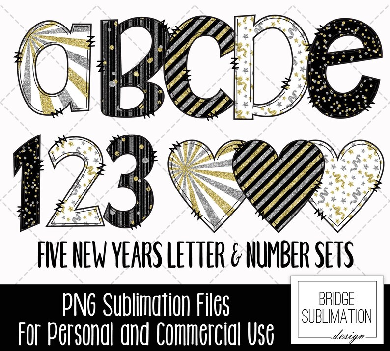 New Year's Alphabet PNG New Years PNG Letters Numbers & - Etsy