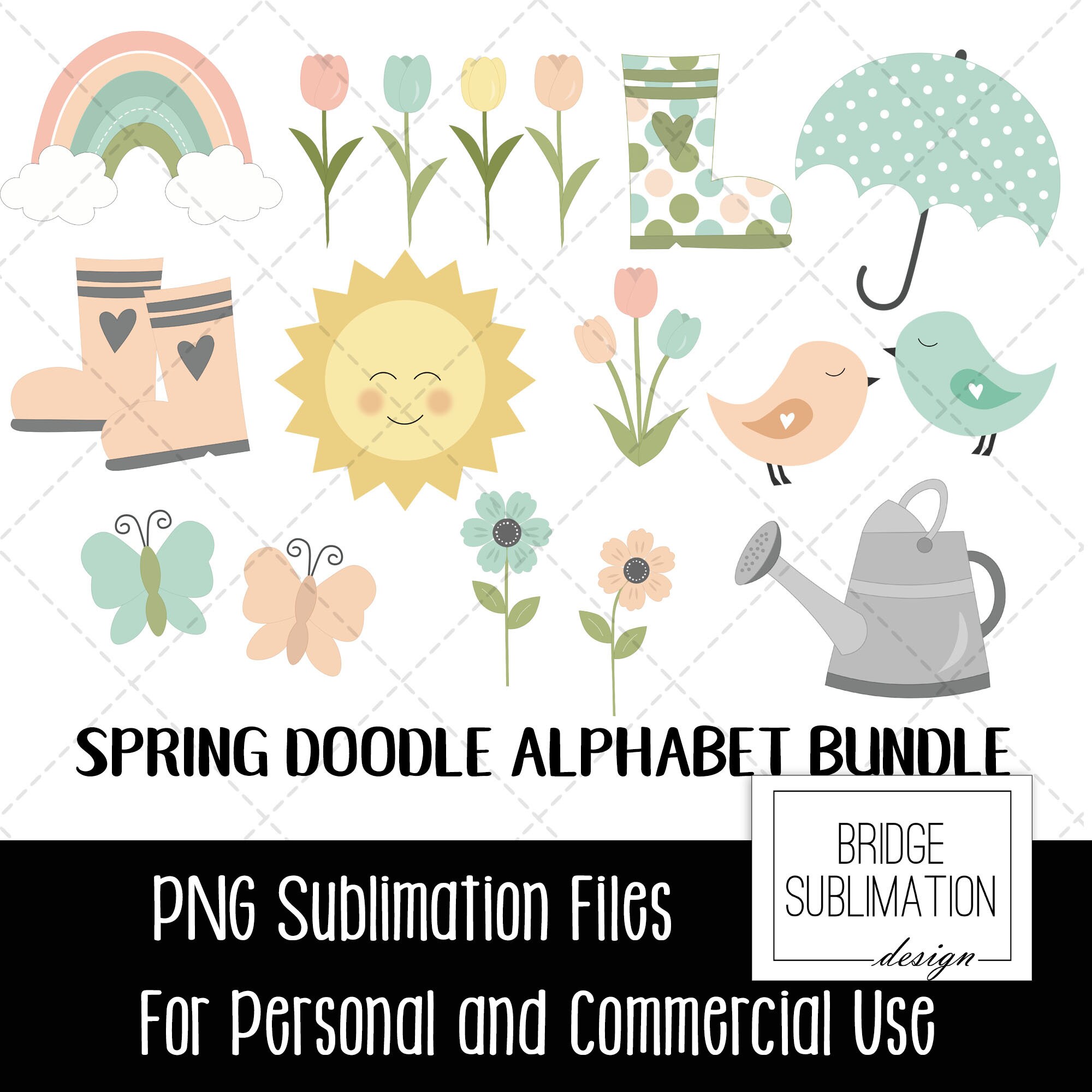 Spring Doodle Alphabet Bundle Spring PNG Letters Numbers & - Etsy