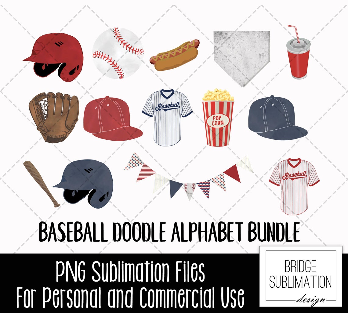 Baseball Doodle Alphabet Bundle Baseball PNG Letters Numbers - Etsy