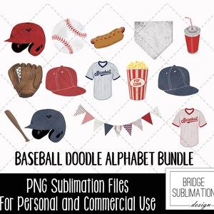 Baseball Doodle Alphabet Bundle, Baseball PNG Letters, Numbers ...