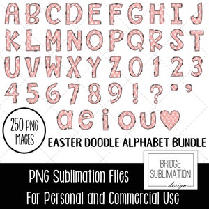Easter Doodle Alphabet Bundle, Easter PNG Letters, Numbers ...