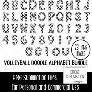 Volleyball Doodle Alphabet Bundle, Volleyball PNG Letters, Numbers ...